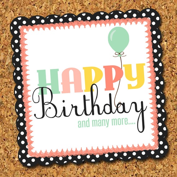 Printable Custom Happy Birthday Tag Personalized Greeting
