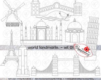 My Community Buildings in FRENCH Clipart: 300 dpi by poppydreamz