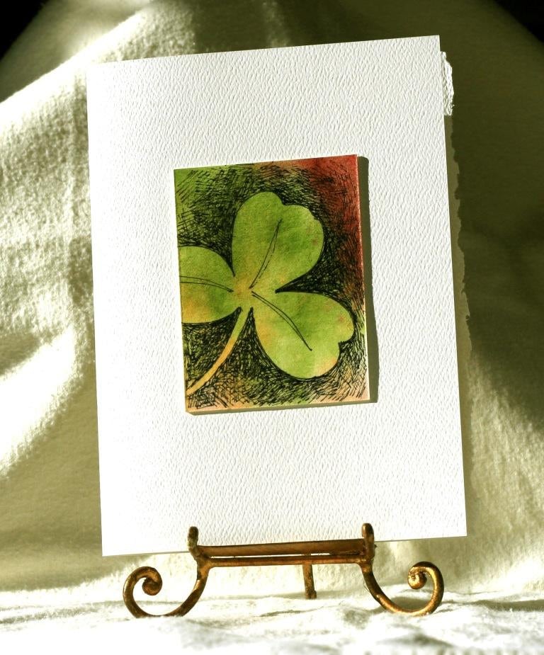 St Patrick's Day note card watercolor art OOAK original