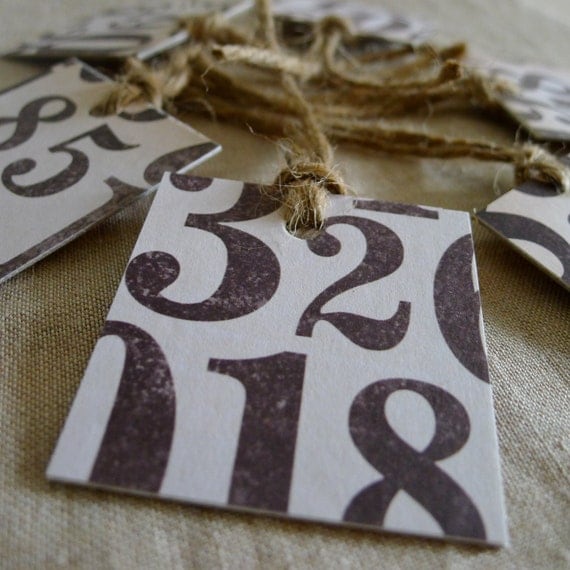 old fashioned number gift tags recycled paper set of six