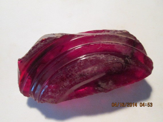 Large Deep Red Cullet Slag Glass Lapidary Rough Chunk 4.5 x 2
