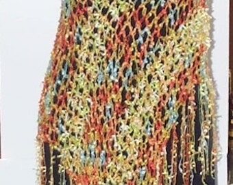 Multi Color Off The Shoulder Shawl/Scarf in Ladder Yarn