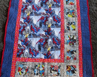 Popular items for spiderman quilt on Etsy