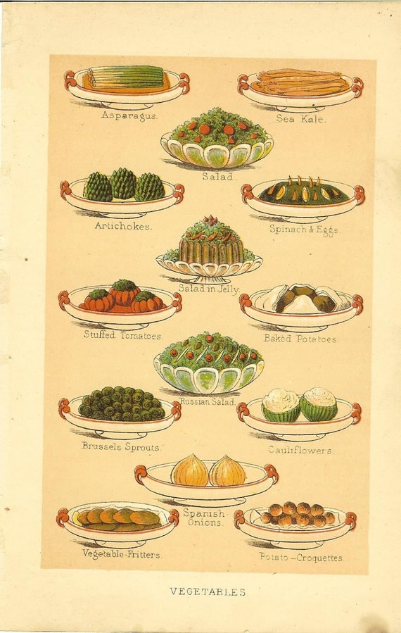 Antique 1900's Culinary Print Food Print Mrs Beeton