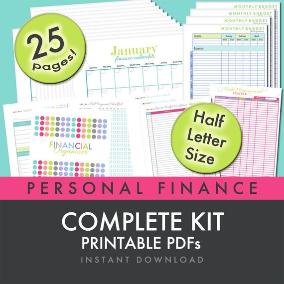 Items similar to Personal Finance Organizers Printables Kit - HALF ...