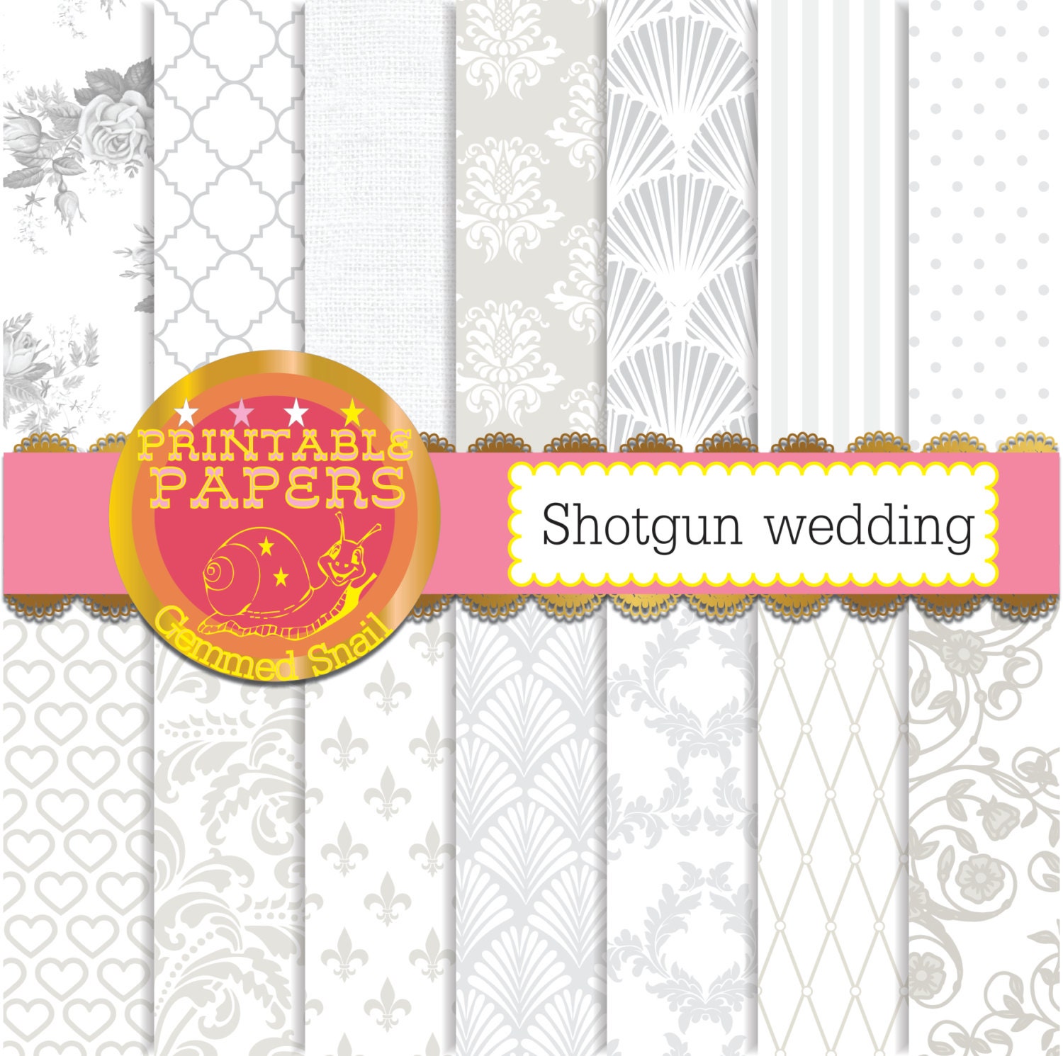 White digital paper white wedding digital paper by GemmedSnail