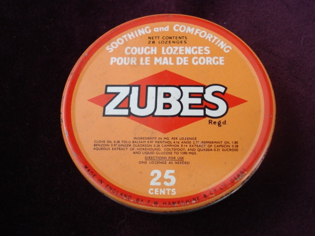Zubes Tin Box Cough Lozenges England