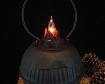 Rustic Table Lamp Upcycled Vintage Smudge Pot