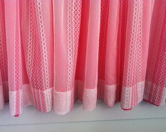 Vintage Pink Curtains, Hot Pink Floral Curtains, Set of Two Pink ...