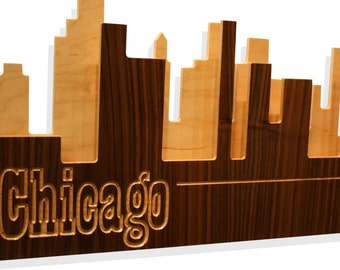 HUGE Chicago Skyline | 2-Layer Wooden Cutout of Chicago City Skyline ...