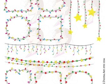 String Lights Fairy Lights Buntings Borders Christmas Party Digital ...