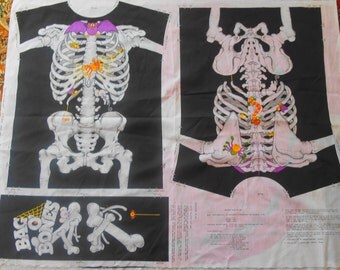 Vintage Fabric Panel. Makes a Skeleton Shirt and Bag "Bag o' Bones ...