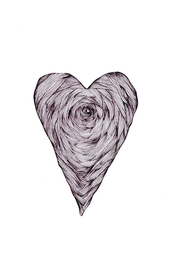 Interlocking Heart art print of an original drawing available