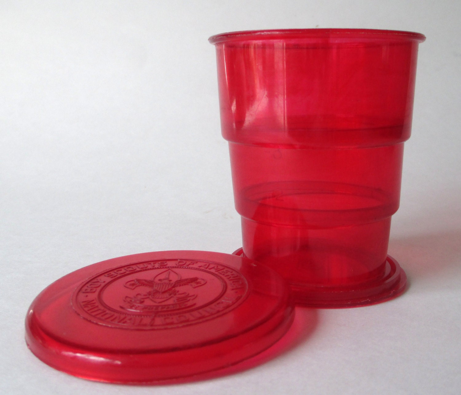 Vintage Boy Scout Collapsible Cup Clear Red Plastic / Wecolite / BSA ...