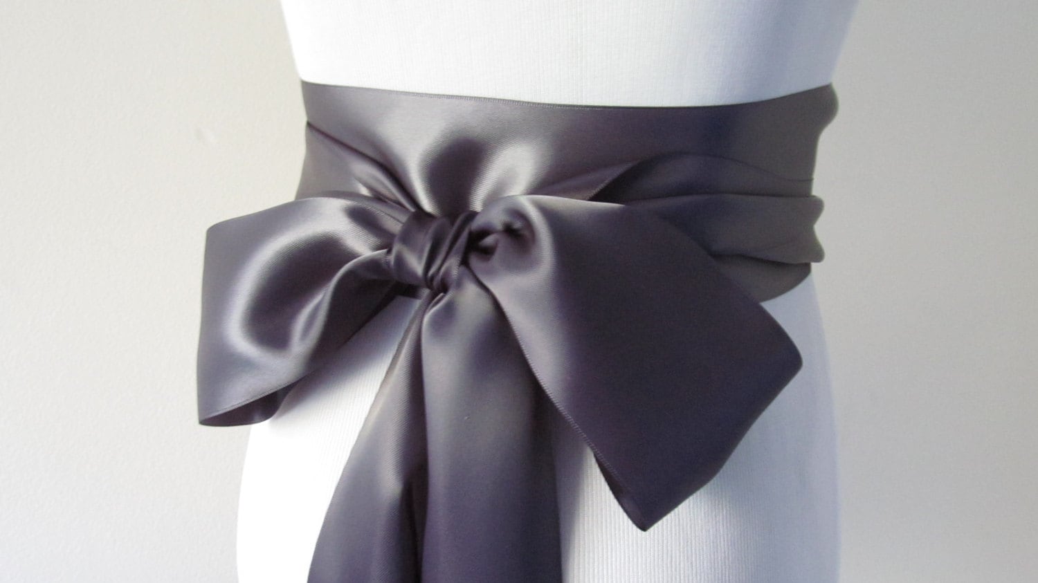Charcoal Bridal Sash / Satin Ribbon Sash / Double face satin