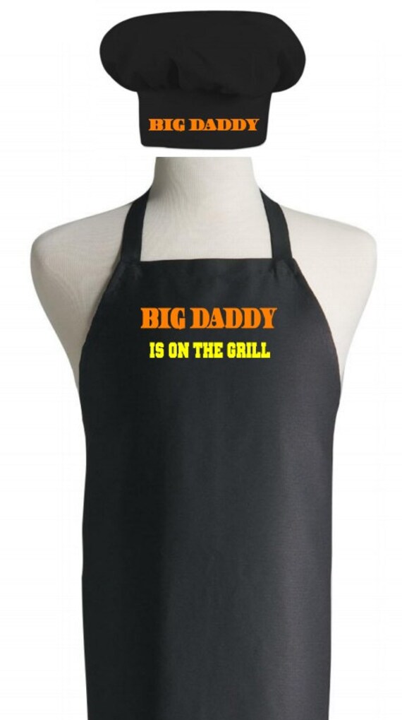 Apron and Chef Hat Set Big Daddy Is On The Grill BBQ Gift Idea