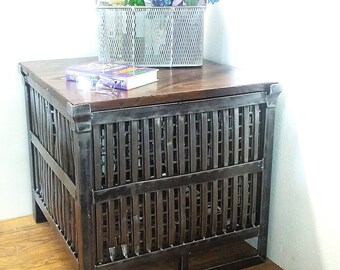 Metal End Table Lamp Table Wood Top INV 2 Industrial Storage Bin 26 ...