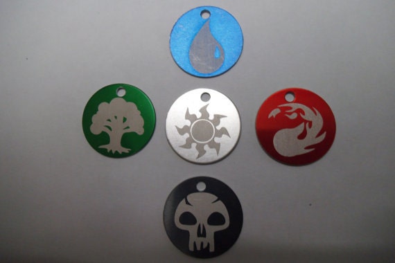 Magic the gathering symbols 5 peice set by SerenityRings on Etsy