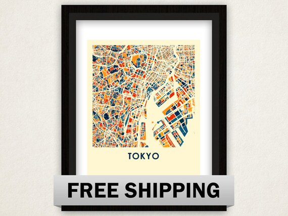 Tokyo Map Print Full Color Map Poster by iLikeMaps on Etsy