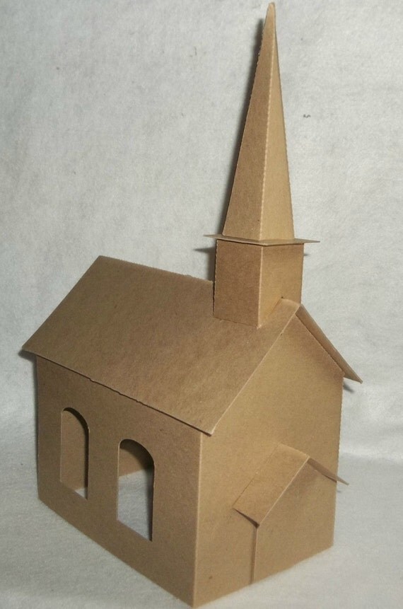 Large Church with Steeple DIY Putz Style Cardboard Church