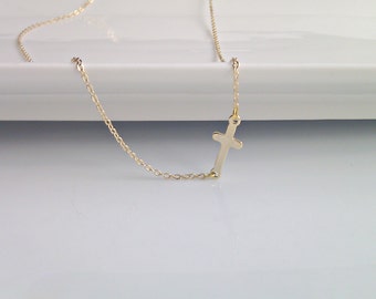 Gold cross necklace | Etsy