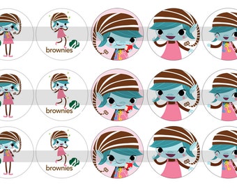 SALE 1" Circles Brownie Scouts and Girl Scouts Elf bottle cap No. B196