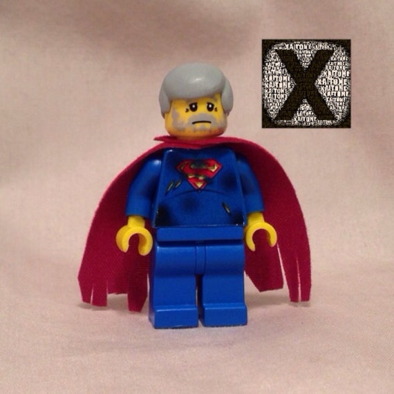 Old Man Superman Inspired aged and weathered Minifig DC Lego Minifigure