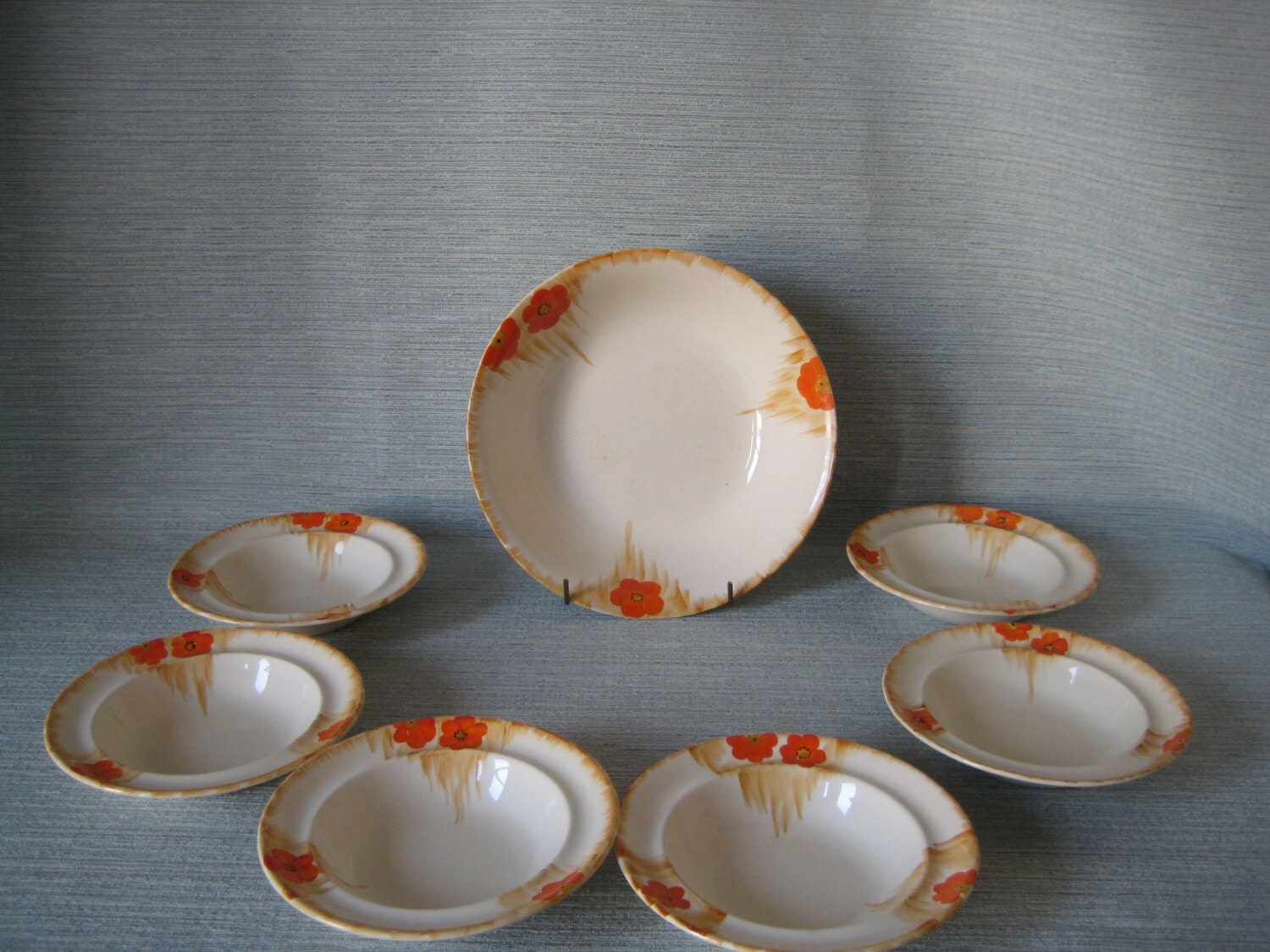 Ivory Ware Hand Painted Serving Bowl and Six Dishes – Haute Juice