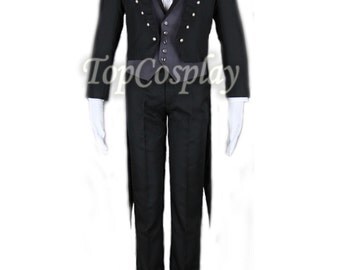 New Hand Made Women's Black Butler Cosplay Sebastian FULL set suit ...