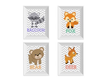 Woodland animal art | Etsy