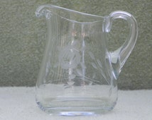 Vintage Crystal Cream Pitcher with Roses