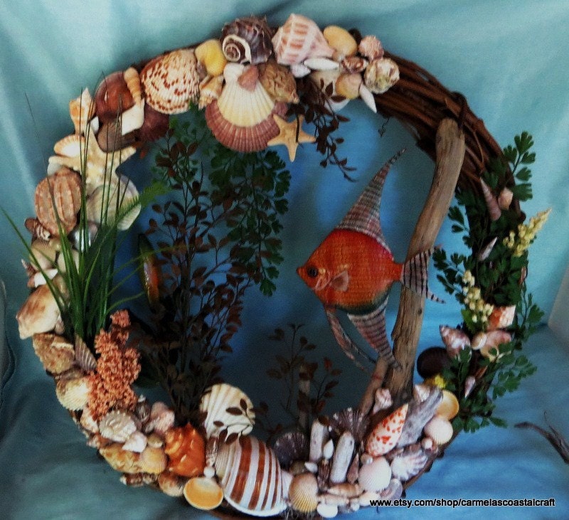 Large Beach Wreath With Sea Shells And By Carmelascoastalcraft