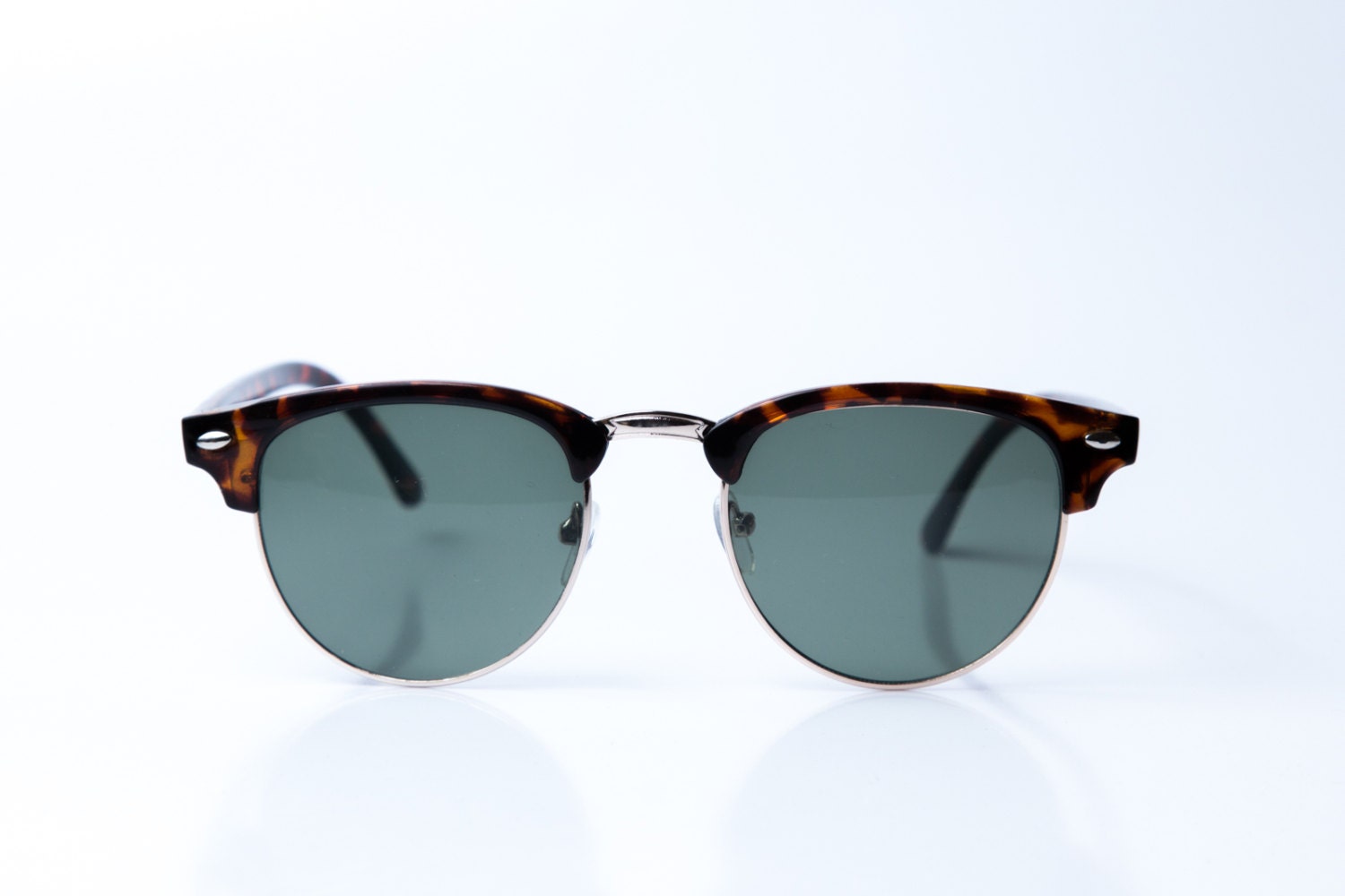 Vintage clubmaster sunglasses. Brown tortoise frame. Round sunglasses ...