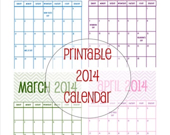 Printable Chevron 2014 Calendar
