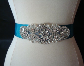 Bridal Sash - Wedding Dress Sash Belt - Rhinestone and Pearl Deep ...