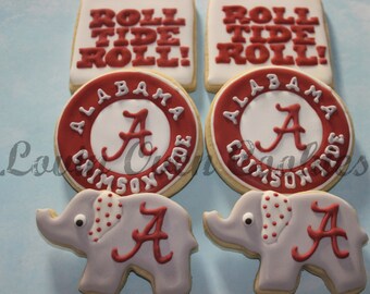 1 Doz Alabama Crimson Tide Decorated Sugar Cookies - Sports Theme ...