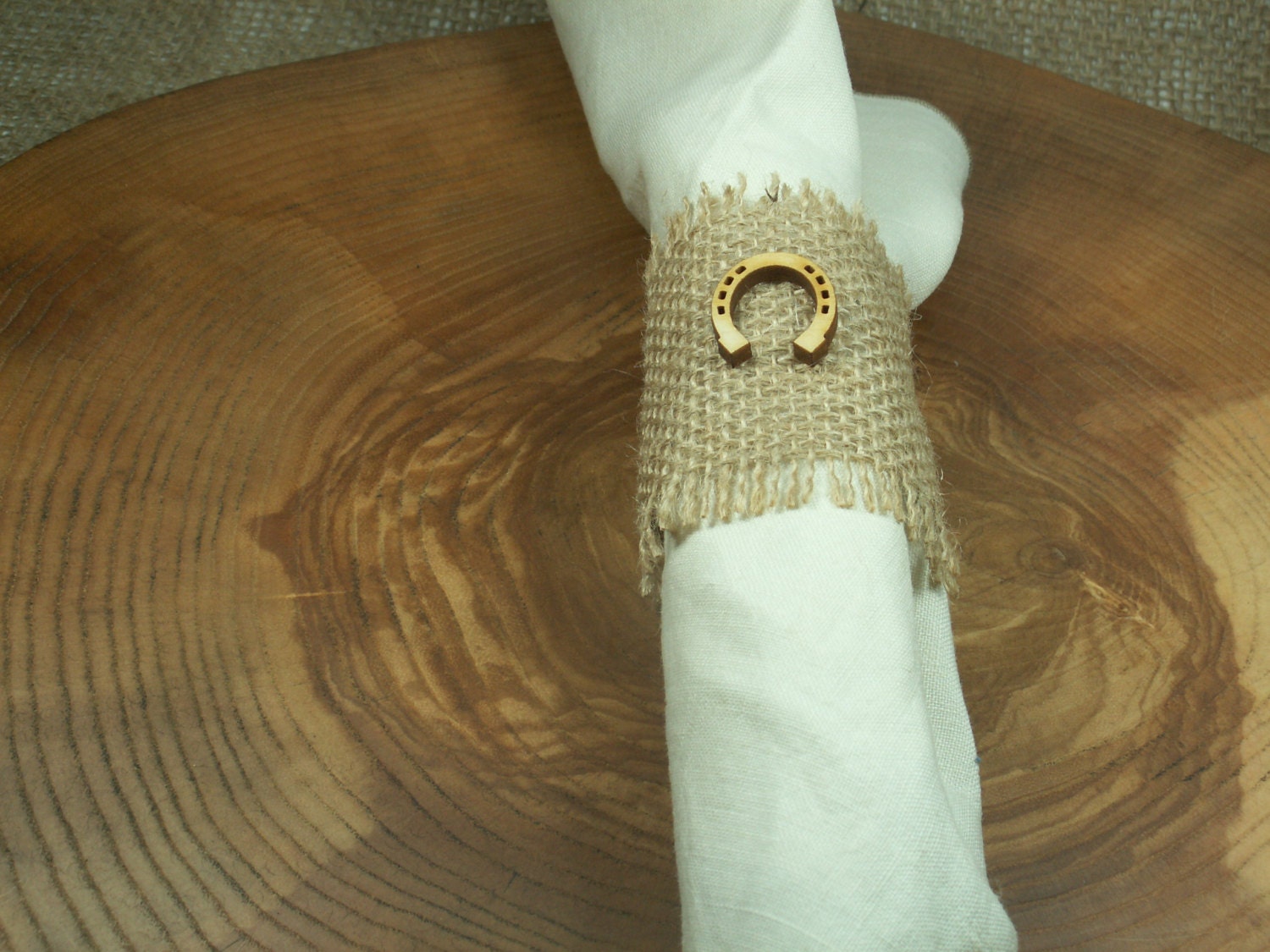 Rustic Style Rustic 50 Burlap Napkin Rings with happy