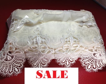 SALE-Cream tissue box cover lace tissue box cover mother's day gift ...