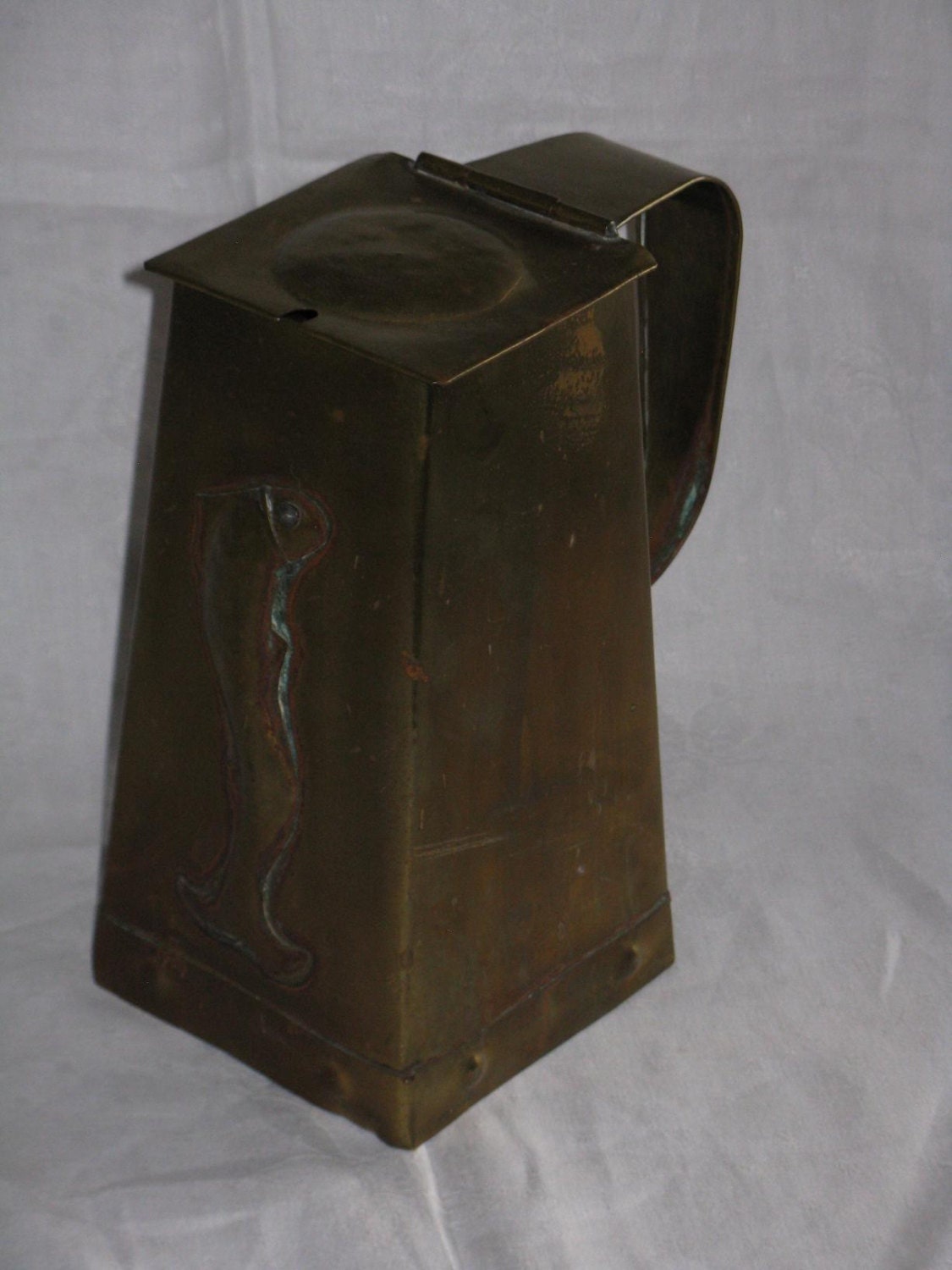 Unique vintage brass square shaped pitcher with fish design handmade ...