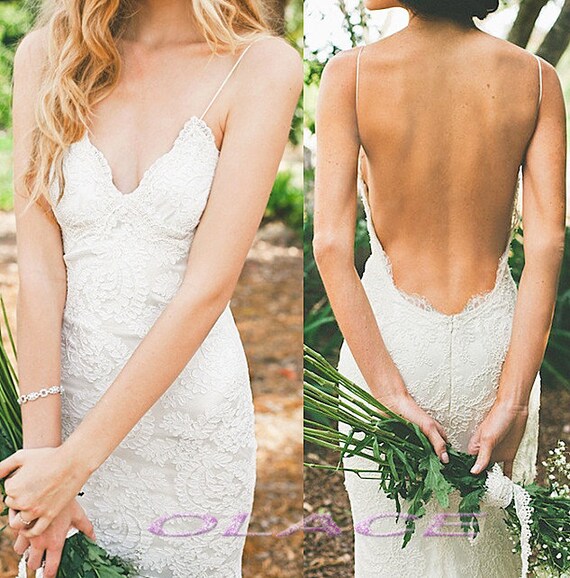 Hot Sexy Backless Very Low Open Back Lace Wedding Dress By Olace
