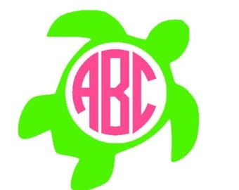 Sea Turtle Monogram Vinyl Decal- Custom Colors