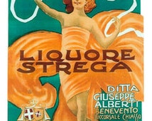 Vintage Liquore Strega Italian Liquor ad Fine Art Print Mounted Canvas ...