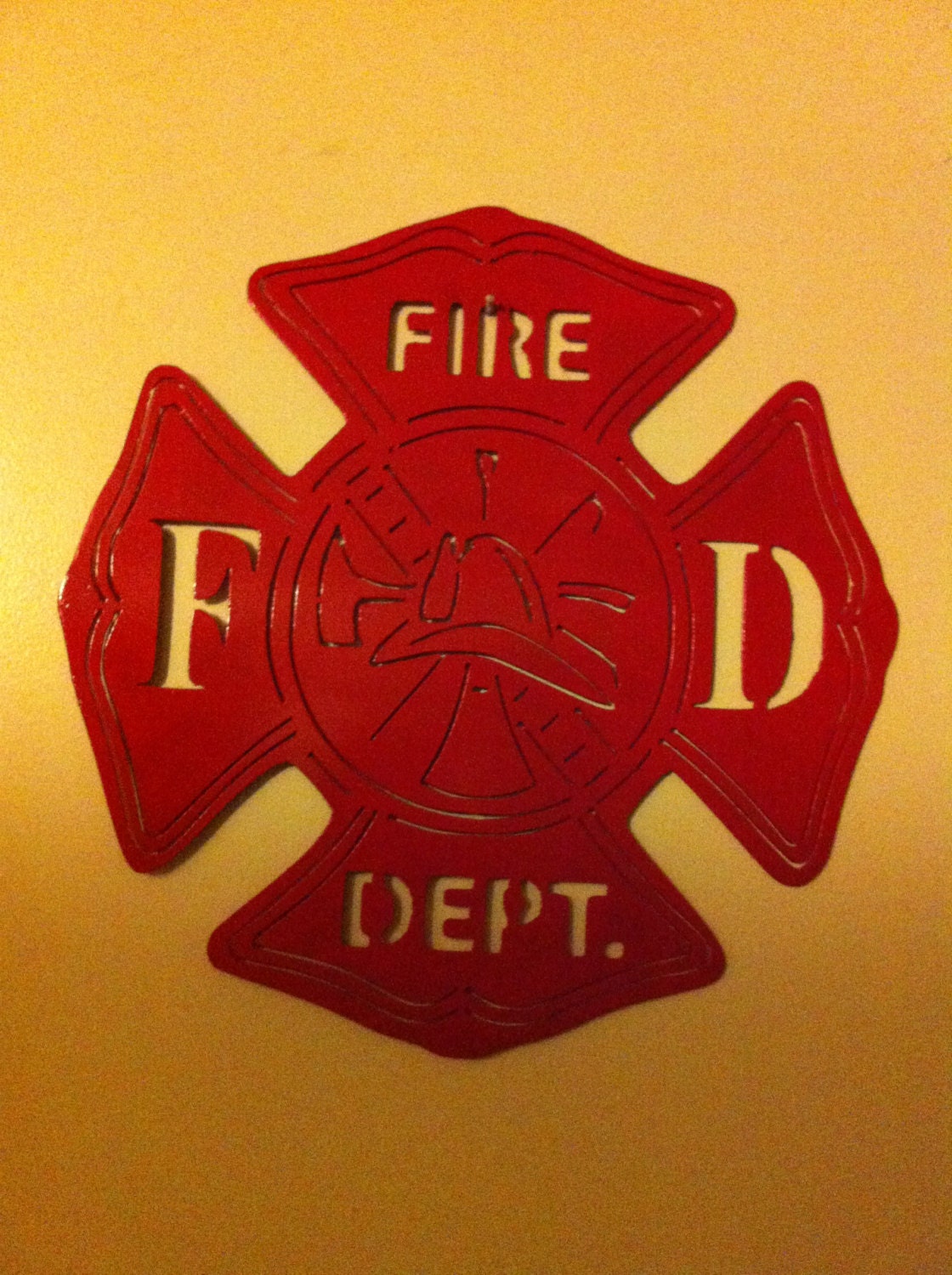 Metal Fire Dept. Symbol Sign Metal Maltese Cross