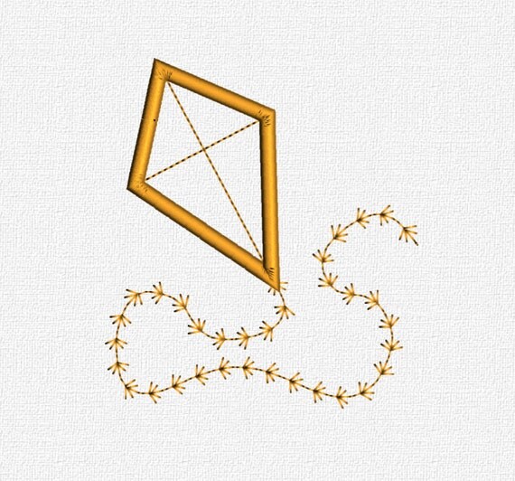 Kite Appliqué Machine Embroidery Design Pattern Download 4x4