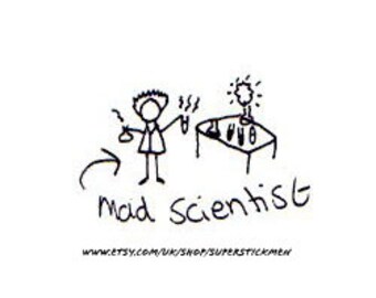 Mad Scientist Greetings Card, stickman card, fun card, geek card