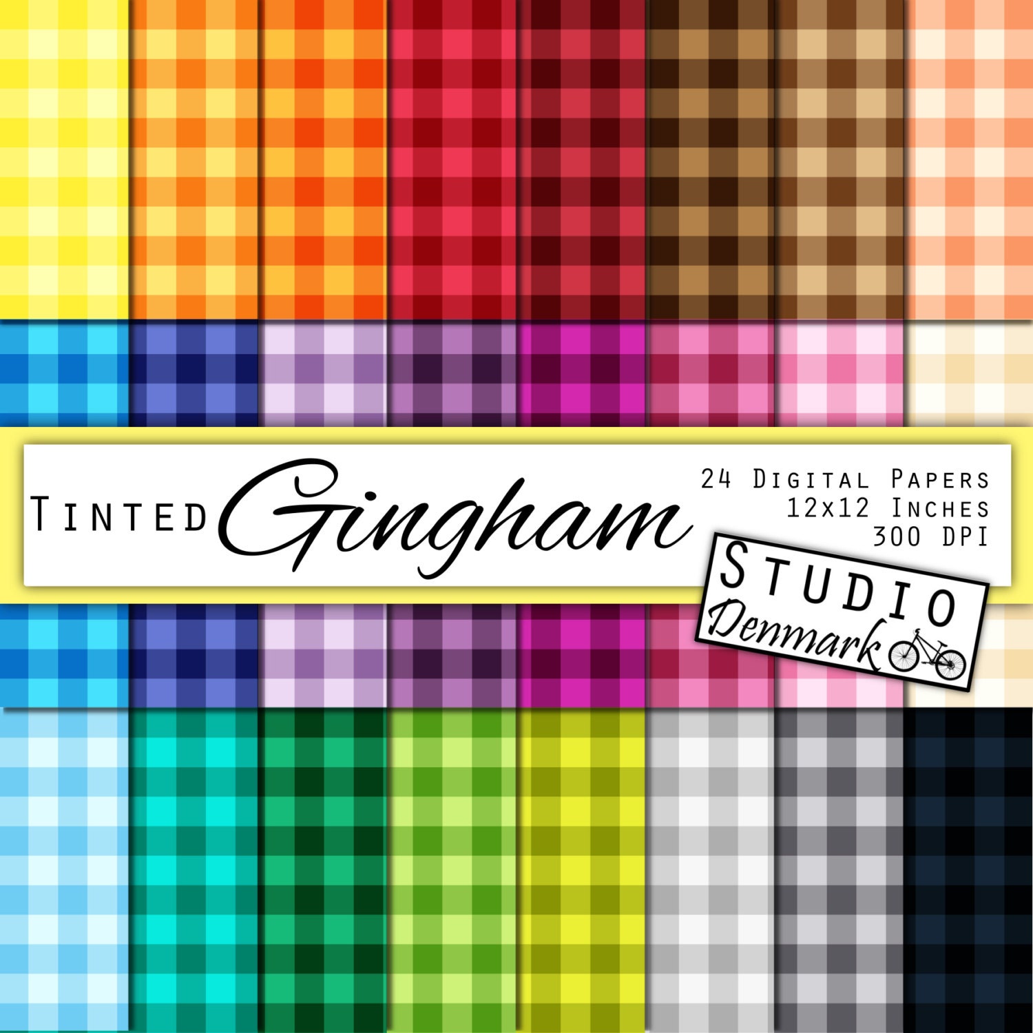 Tinted Gingham Digital Paper Value Pack – 24 Colors – Commercial Use ...