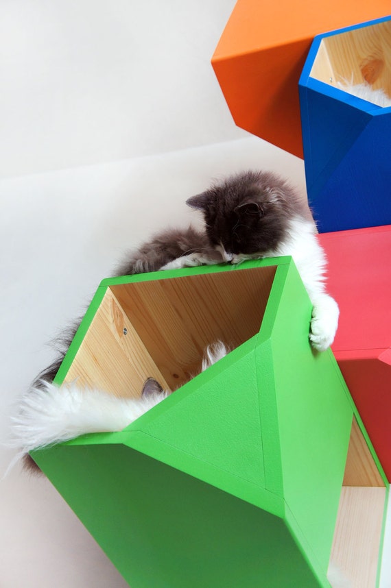 Colorful Catissa Modular Cat House by CatissaCatTrees on Etsy