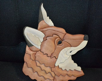 Wood intarsia Fox.