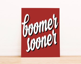 PRINTABLE University of Oklahoma Boomer Sooner Typography Poster Dorm ...