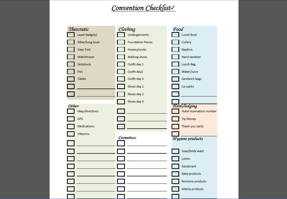 Items similar to Regional Convention Checklist, JW, Packing checking ...